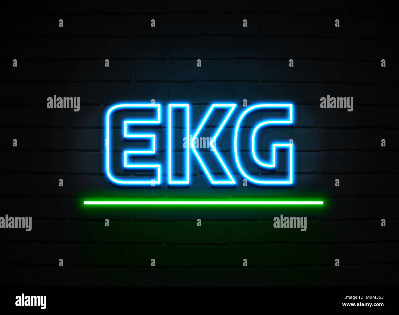 Ekg neon sign - Glowing Neon Sign on brickwall wall - 3D rendered ...