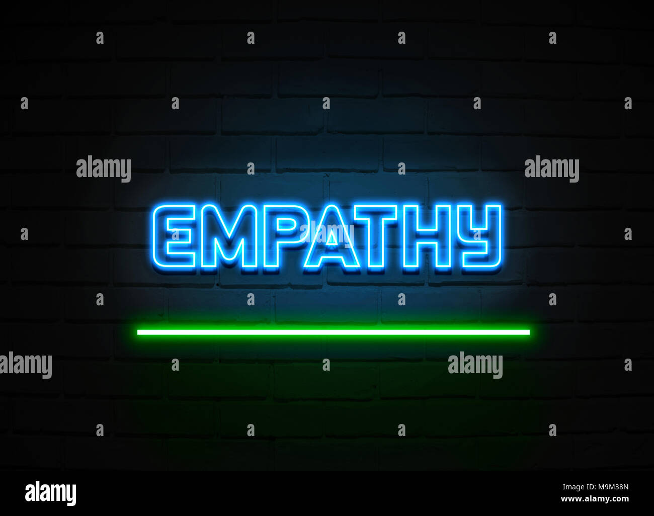 Empathy neon sign - Glowing Neon Sign on brickwall wall - 3D rendered ...