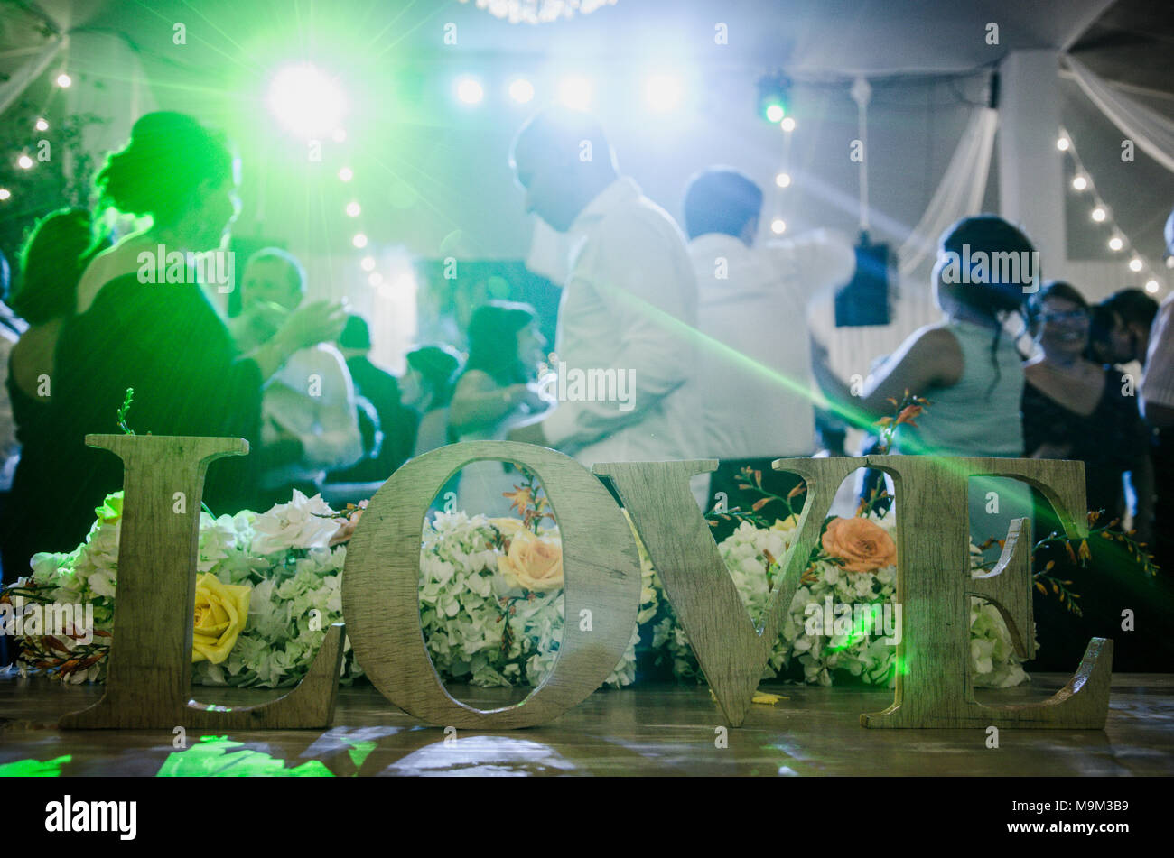 Decorating a wedding with love letters Stock Photo - Alamy