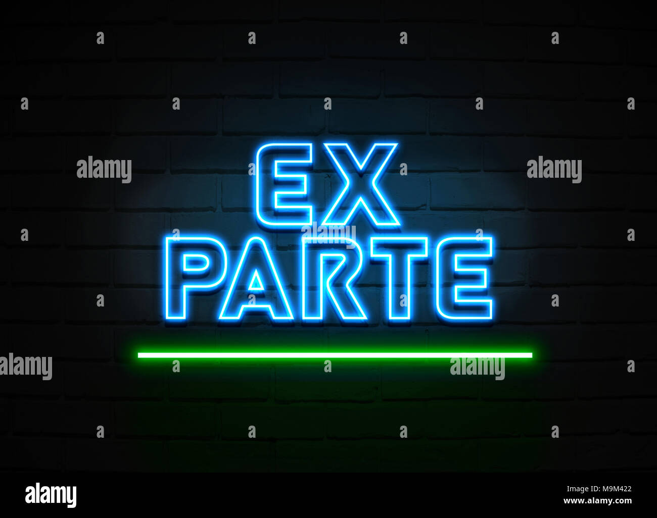 Ex Parte neon sign - Glowing Neon Sign on brickwall wall - 3D rendered ...