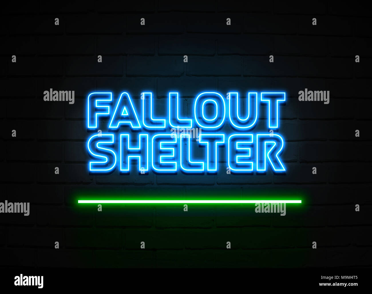 Fallout Shelter neon sign - Glowing Neon Sign on brickwall wall - 3D ...