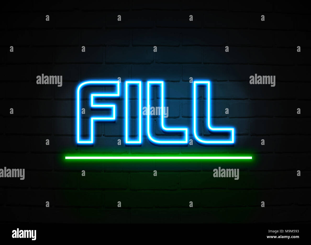 Fill neon sign - Glowing Neon Sign on brickwall wall - 3D rendered ...