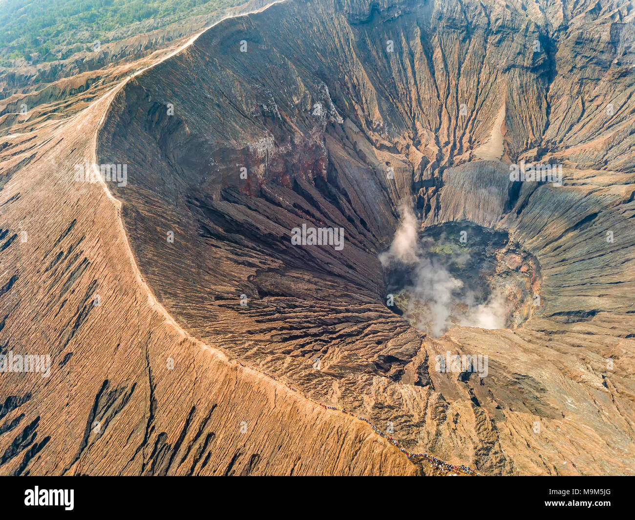 Indonesia. Java island. The active volcano Bromo. Aerial view of the ...
