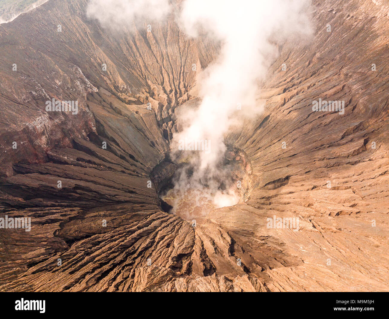 Indonesia. Java island. The active volcano Bromo. Aerial view of the ...
