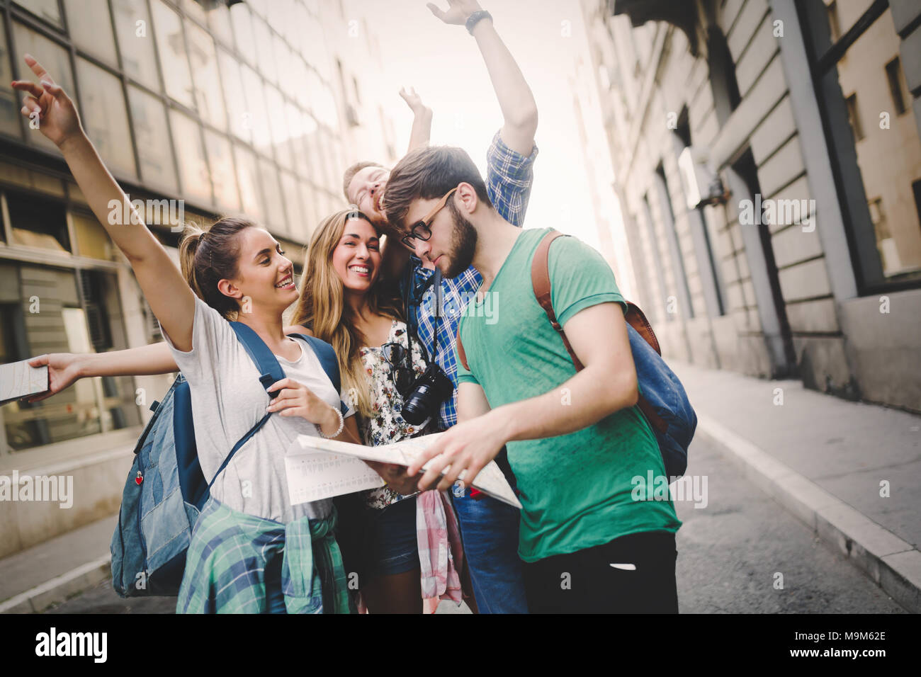 Group tourists having city hi-res stock photography and images - Alamy