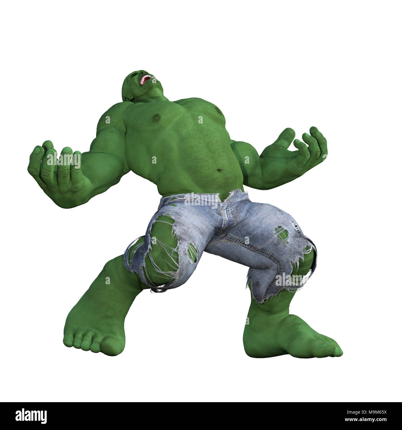Green angry giant isolated on white, 3d render Stock Photo - Alamy