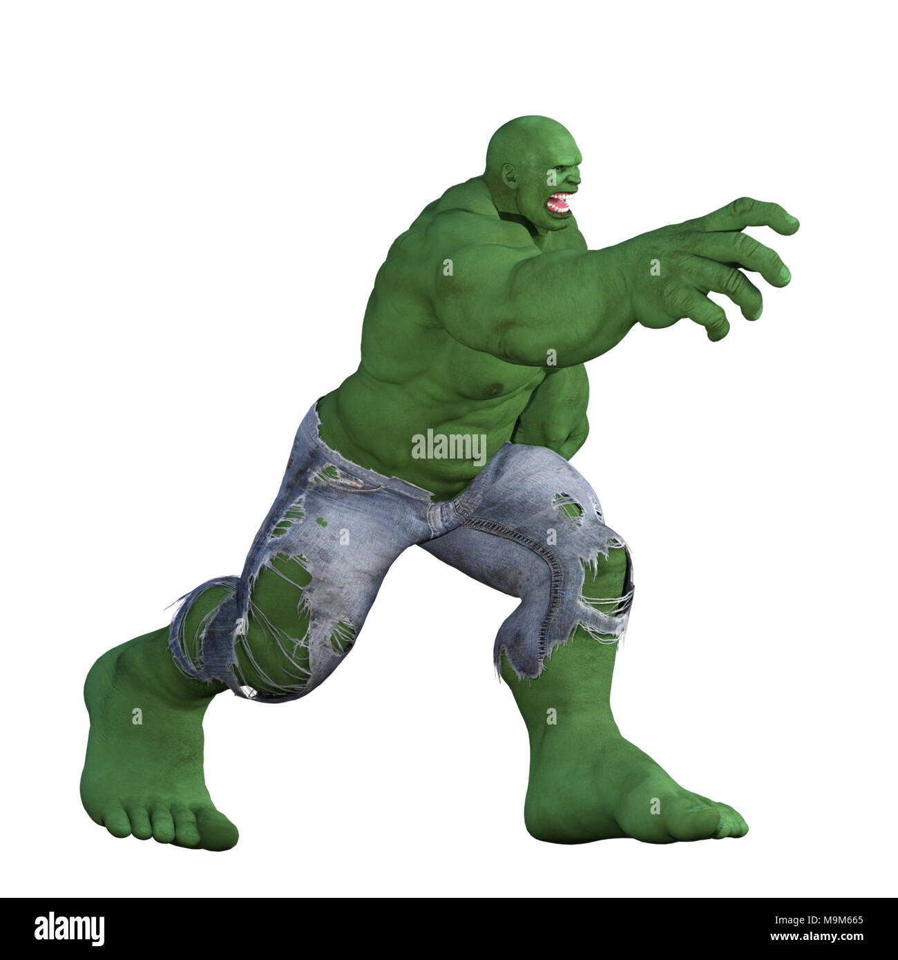 Green angry giant isolated on white, 3d render Stock Photo - Alamy