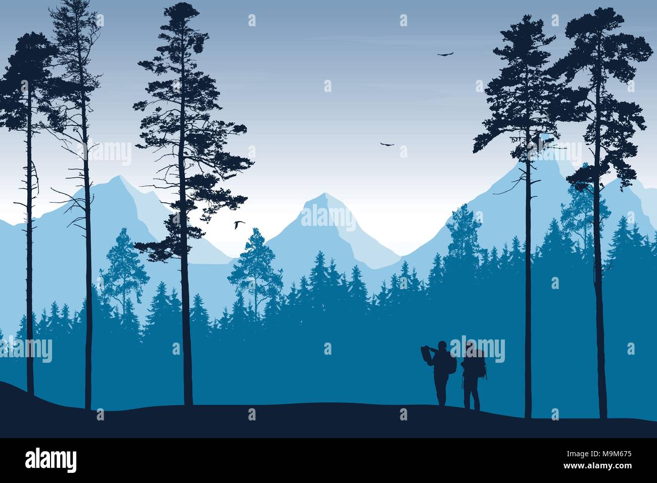 Traveler man in forest Stock Vector Images - Alamy
