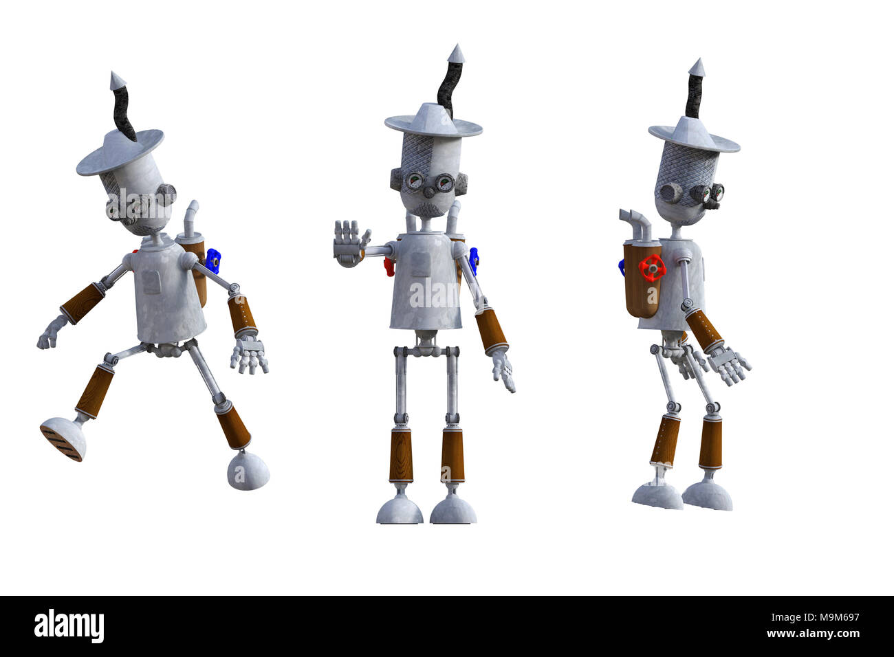 Set of tin men isolated on white, 3d render Stock Photo - Alamy