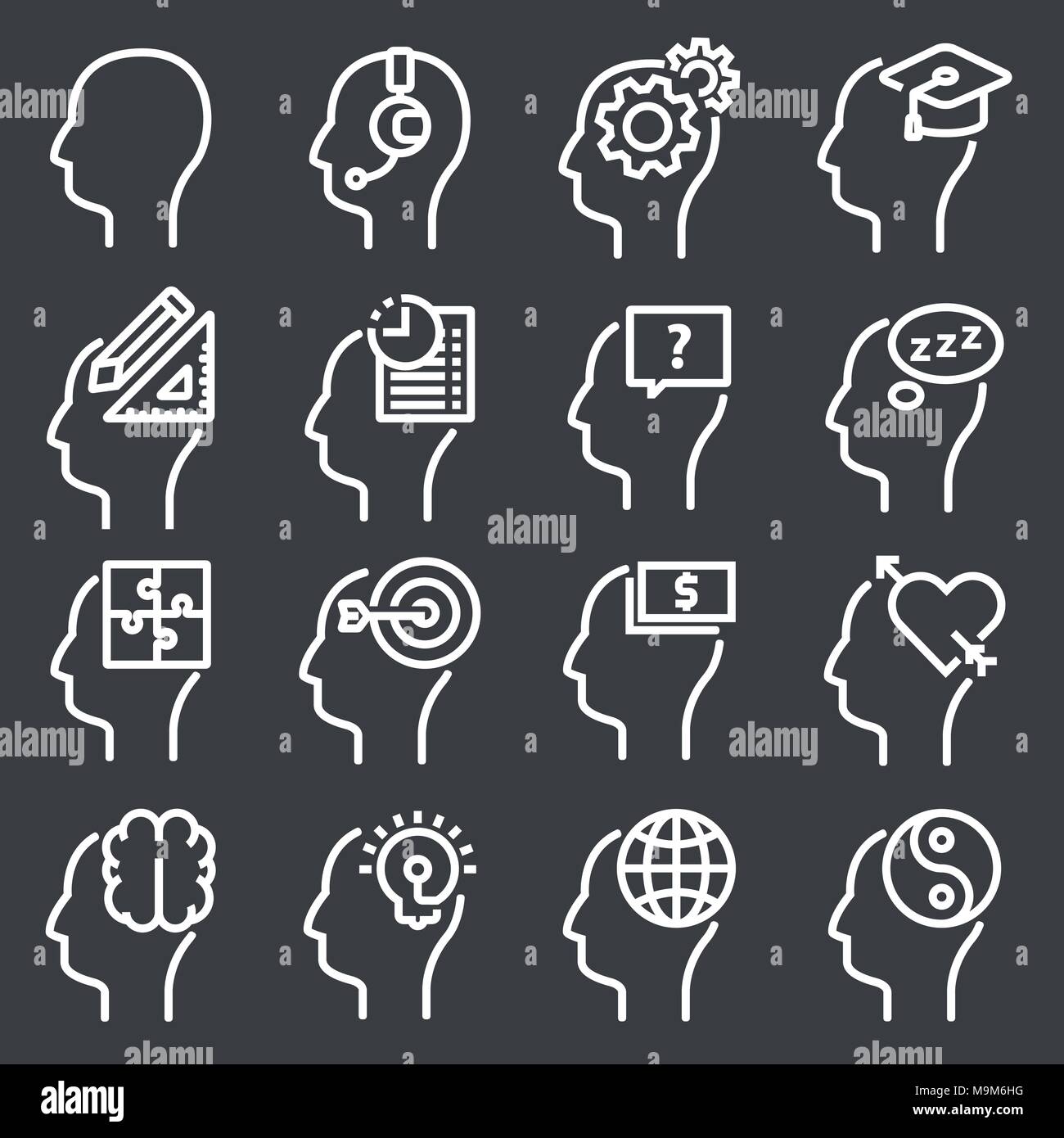 Human mind icons, thin line style, vector illustrations Stock Vector ...