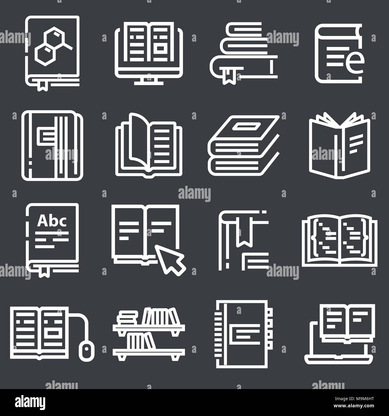 Simple set of books related vector icons for your design Stock Vector ...