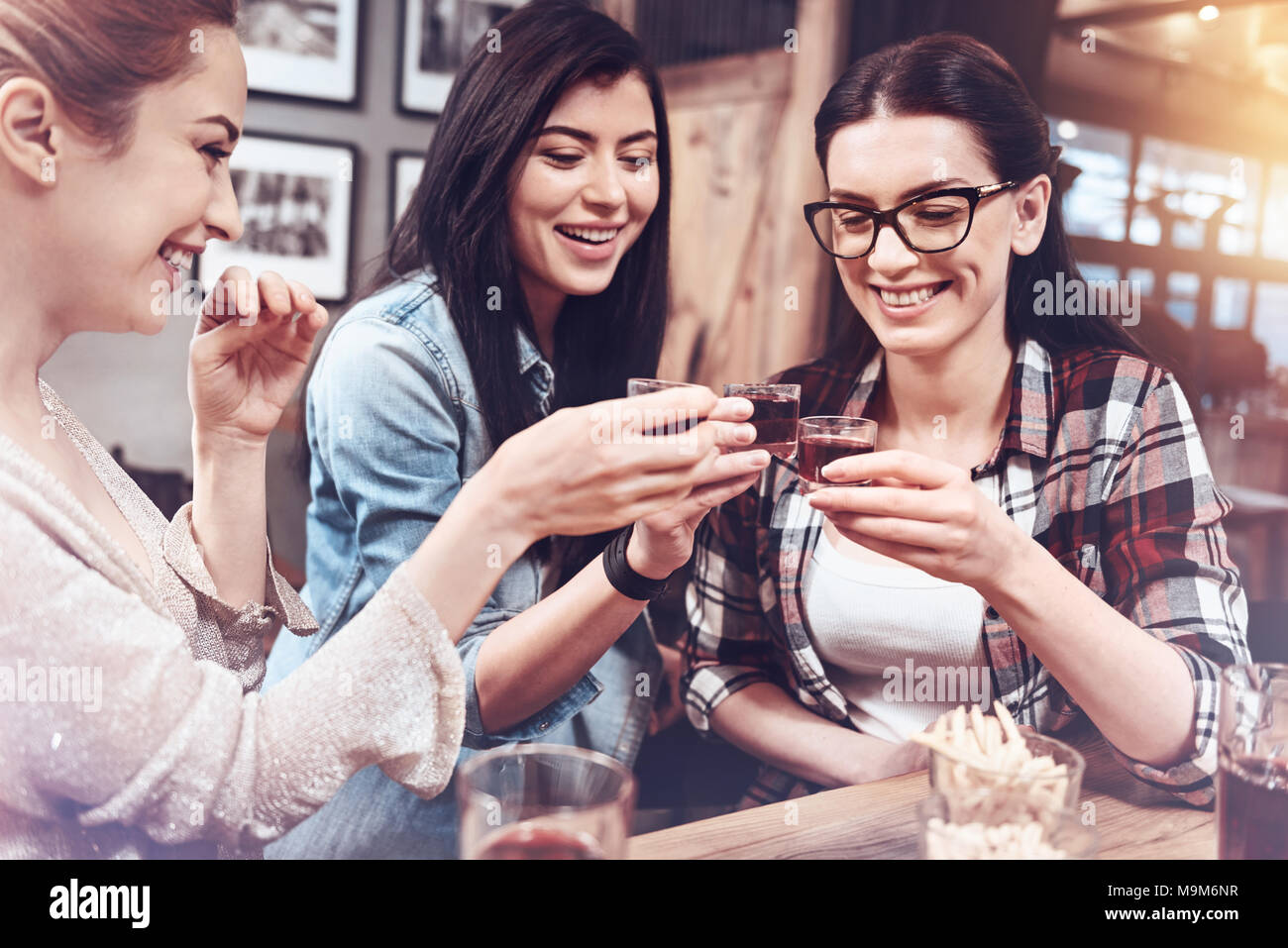 Delighted female friends in hi-res stock photography and images - Alamy