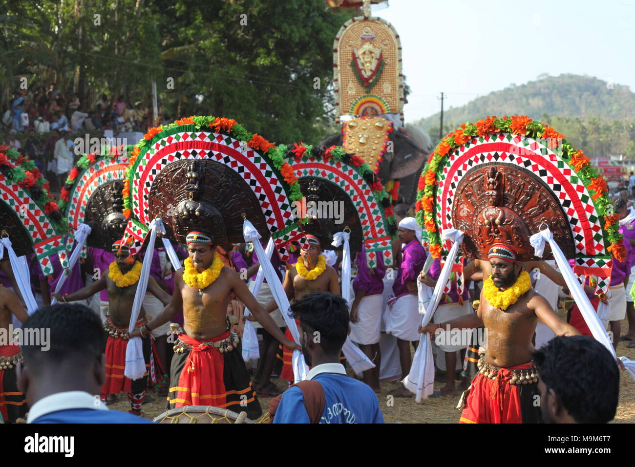 pictures taken during a temple festival near thrissur,with puthan thira ...