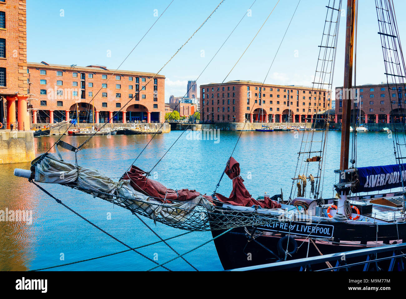 Albert Dock, Liverpool, with the Anglican Cathedral on the skyline ...