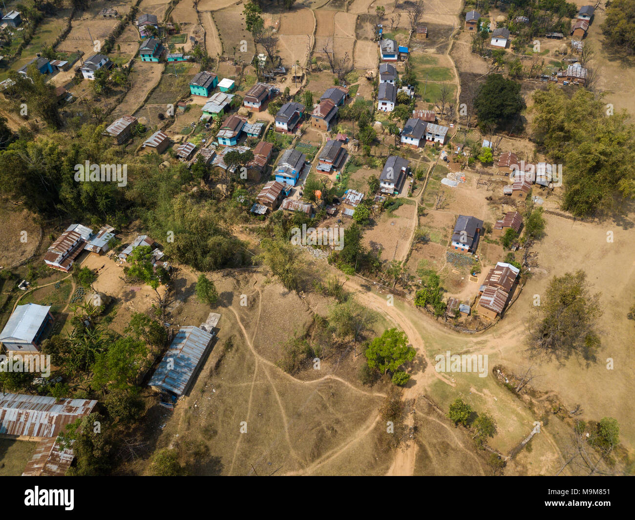 Aerial view of Nepane village near Kushma in Nepal Stock Photo - Alamy