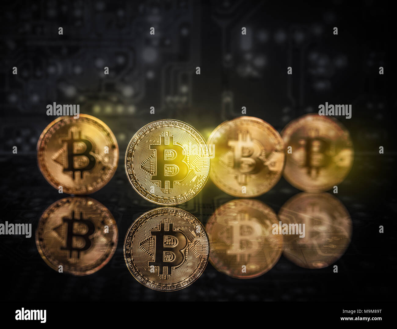 Bitcoins and new virtual money concept on clipping path background ...