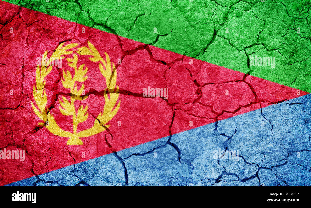 State of Eritrea flag on dry earth ground texture background Stock ...