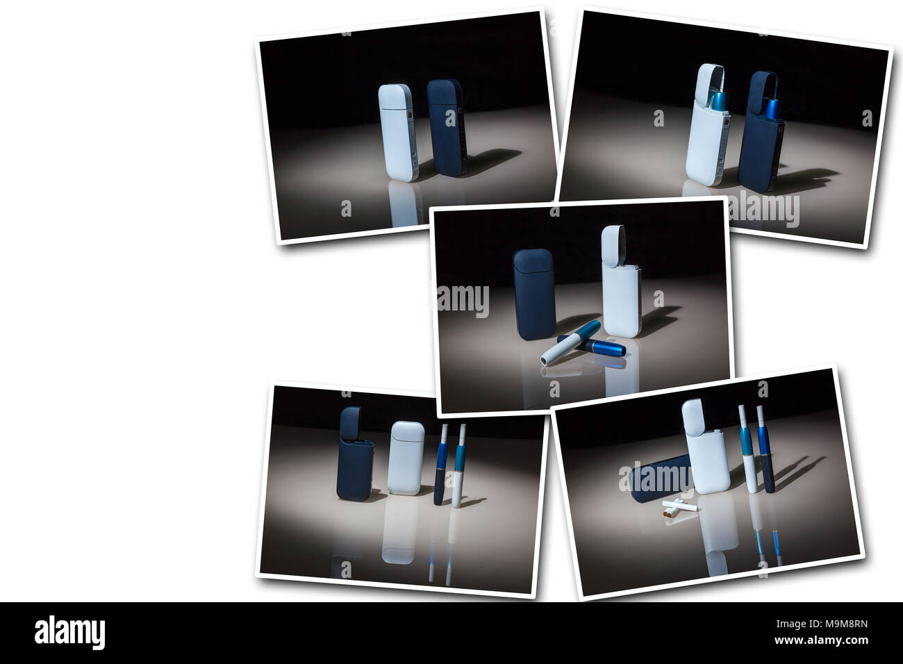 collage on white background New technology of electronic cigarettes ...