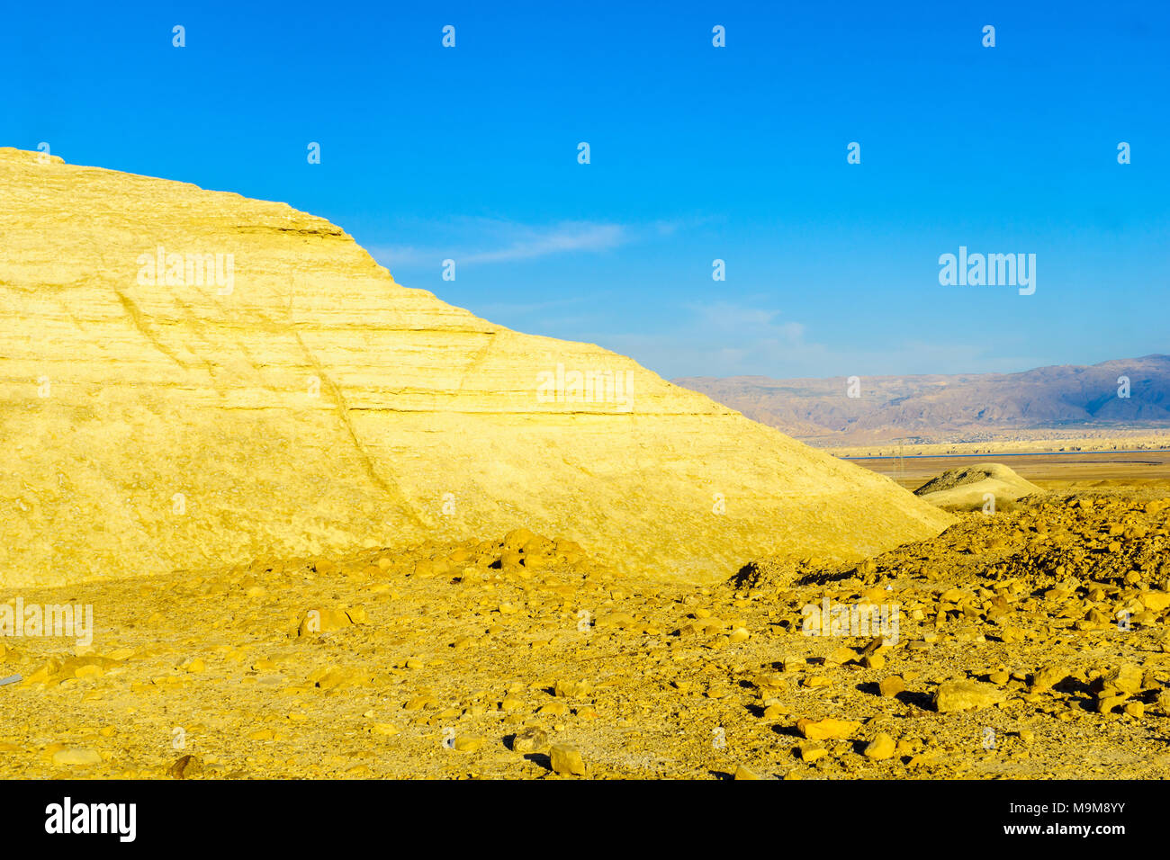 Desert landscape, and marlstone rock formation, near Masada and the ...