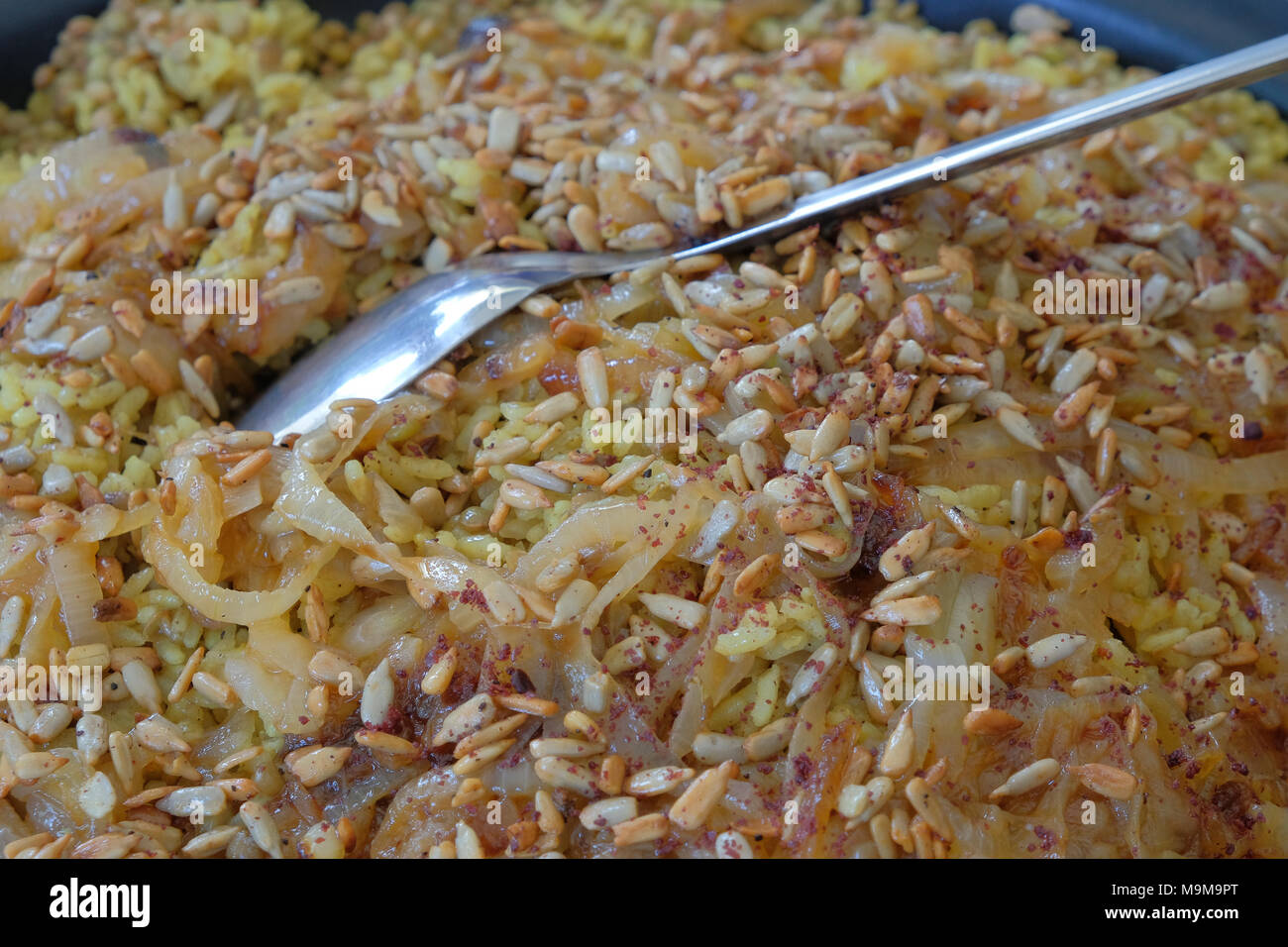 Traditional Palestinian food containing rice and bulgur served at the ...