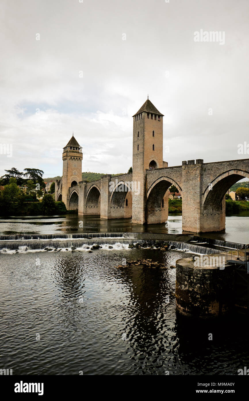 The Valentre bridge over the river Lot in Cahors in Occitanie France ...