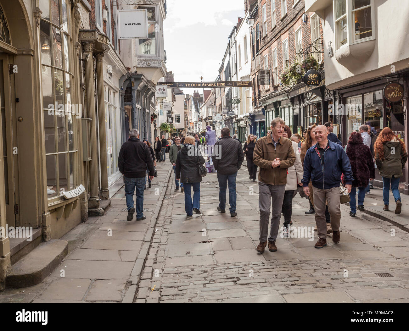 Street scene in Stonegate, York,North Yorkshire,England,UK Stock Photo ...
