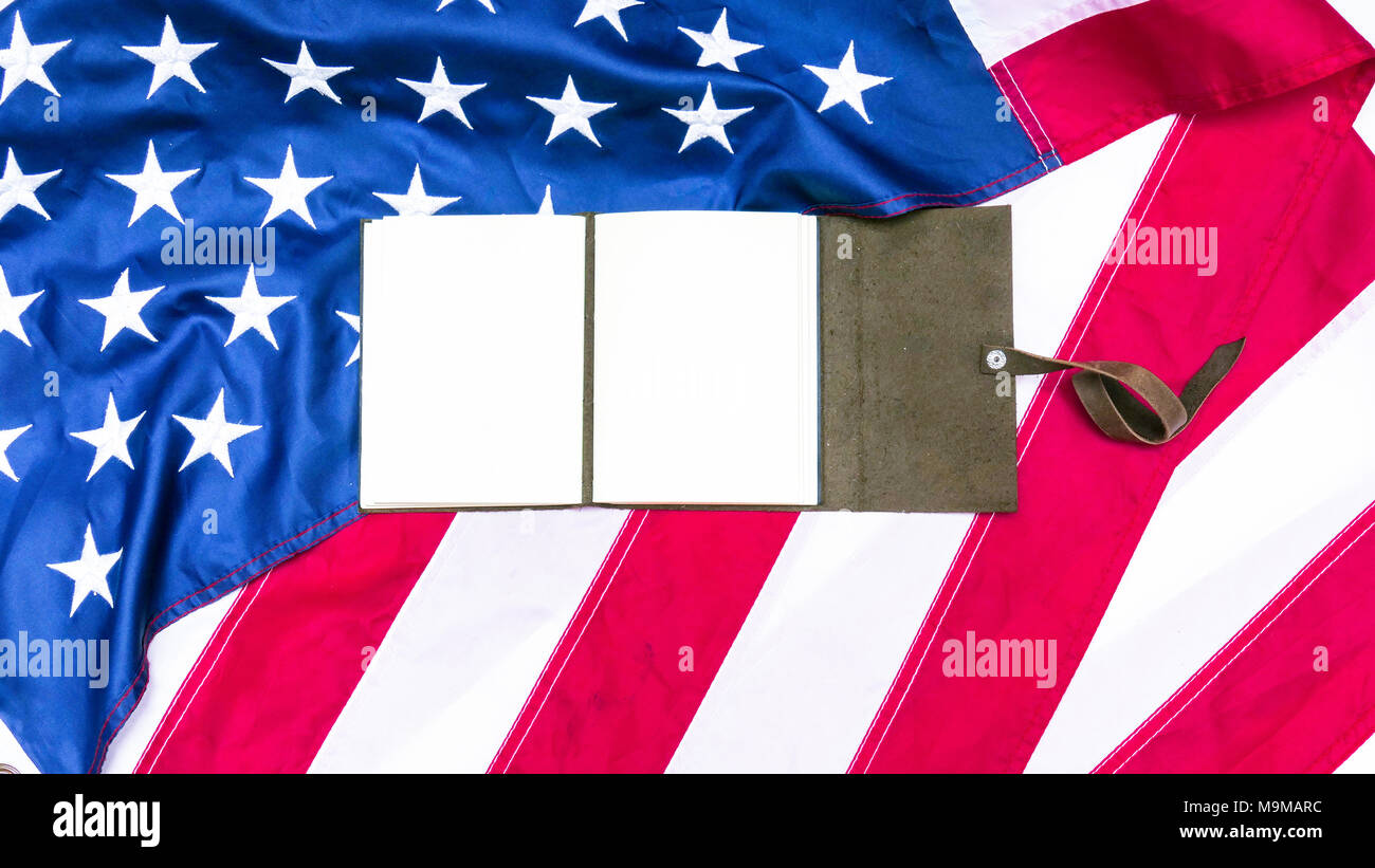 Leather paper note on US Flag Stock Photo - Alamy