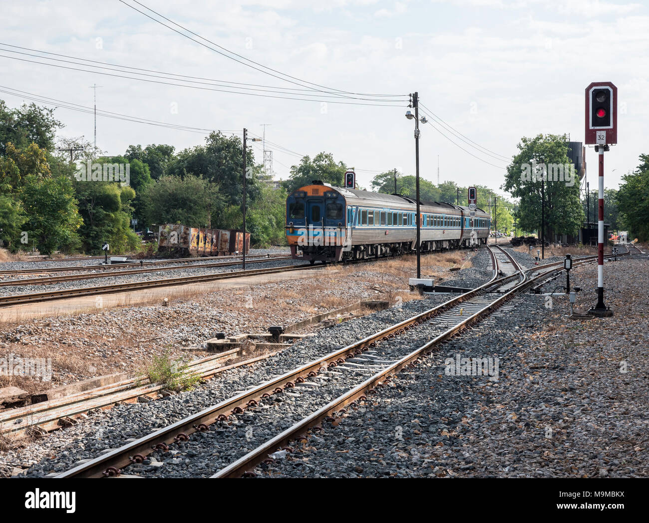 Diesel multiple unit of the special express train is arrival to the ...