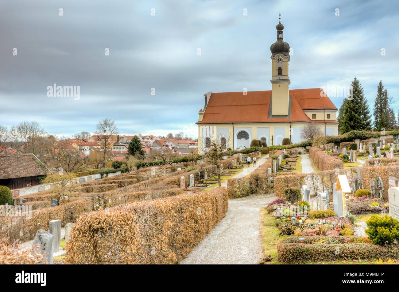 MURNAU, GERMANY - MARCH 11: Traditional bavarian graveyard in Murnau ...