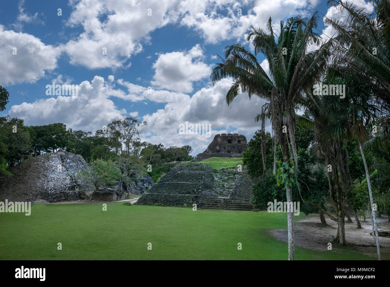 Ancient Mayan temple ruins and structures in Xunantunich, Belize Stock ...