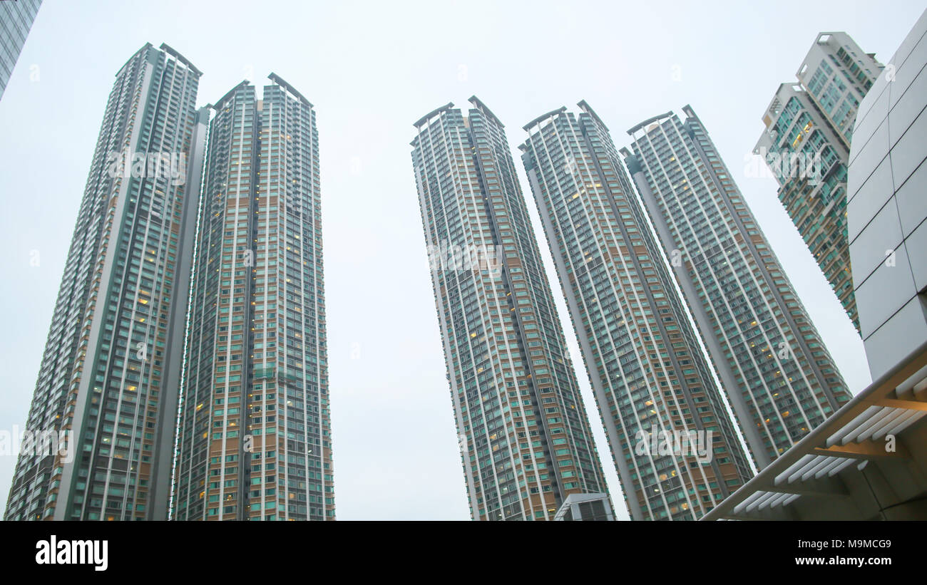 Modern residential and office buildings of skyscrapers in Hong Kong ...