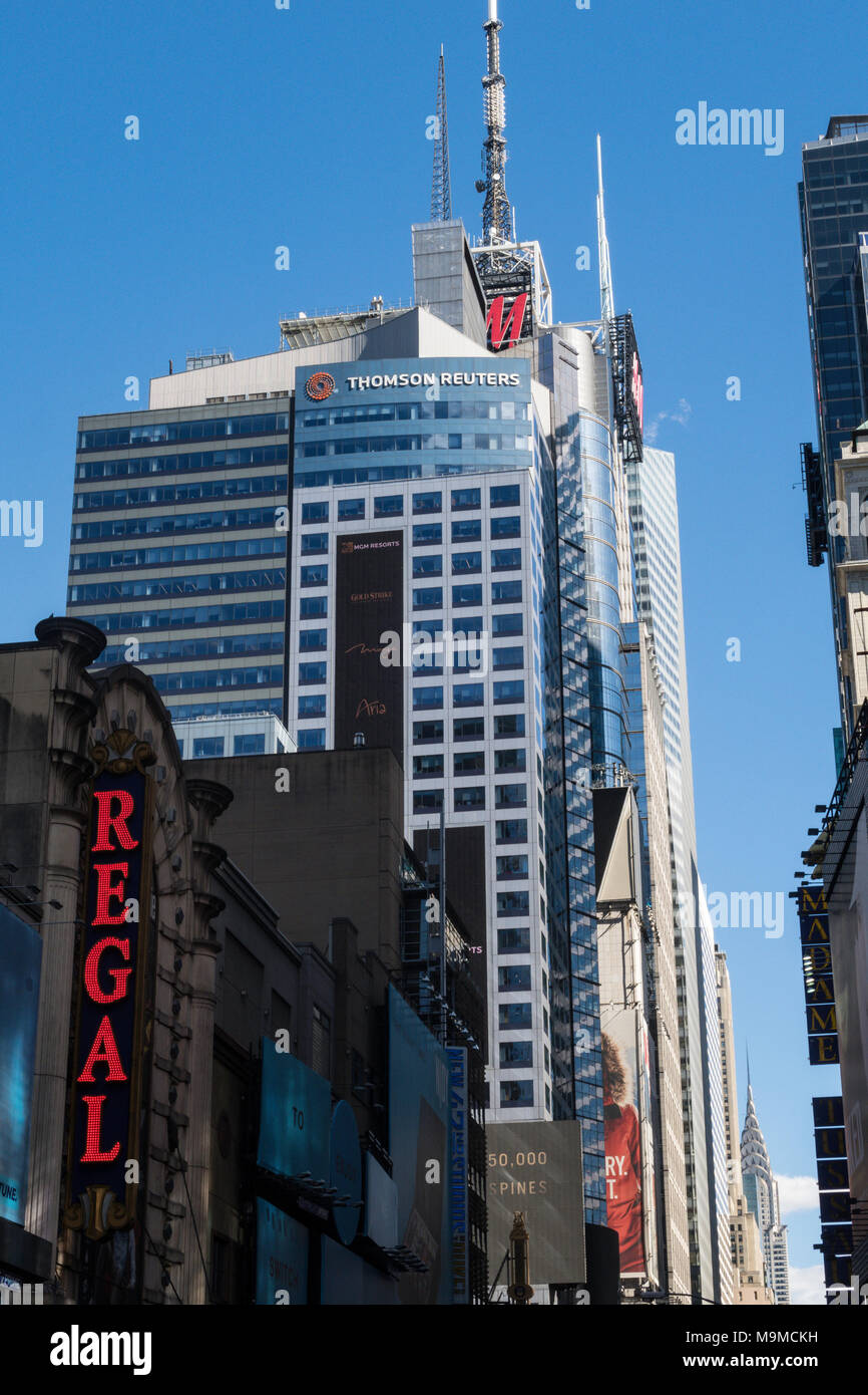 Times Square Skyline, Looking East on 42nd Street, NYC Stock Photo - Alamy