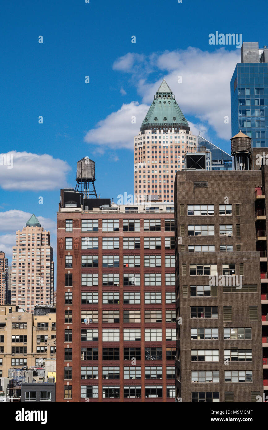 Skyline of Skyscrapers in Hell's Kitchen near Times Square, NYC, USA ...