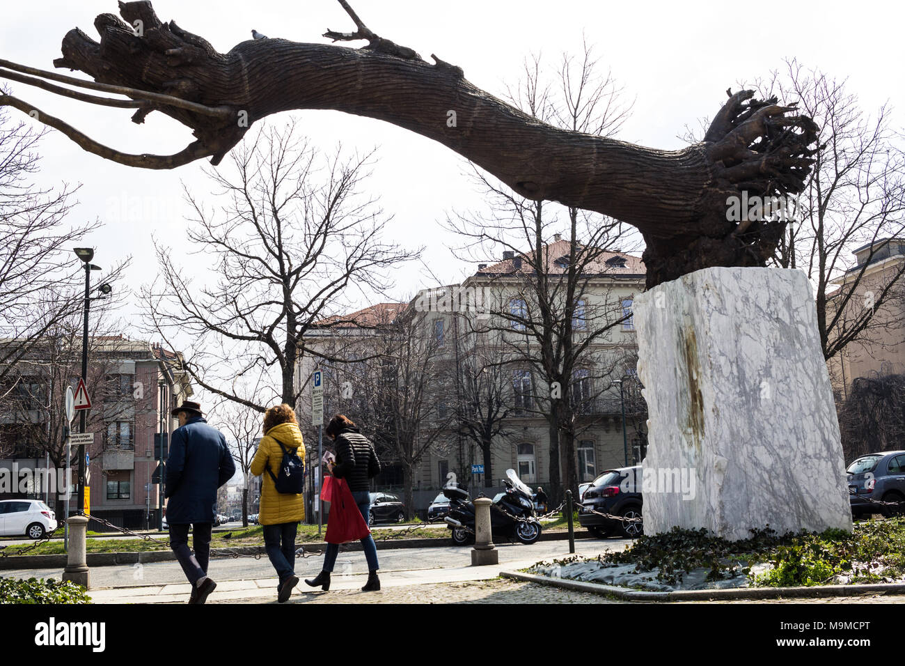 Land art of Giuseppe Penone, Italian contemporary artist, in front of ...