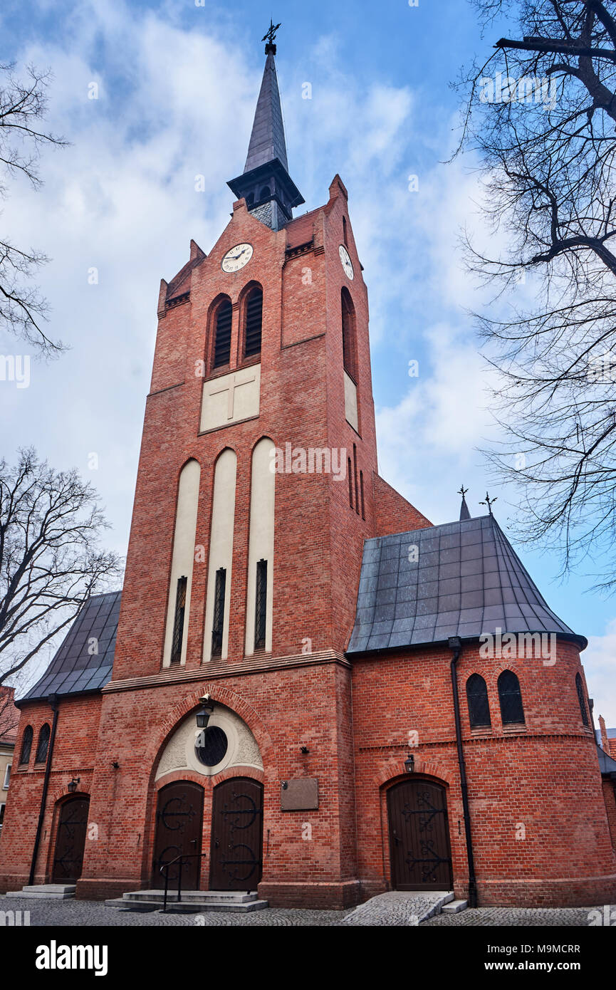 Belfry neo-Gothic church in Poznan Stock Photo - Alamy