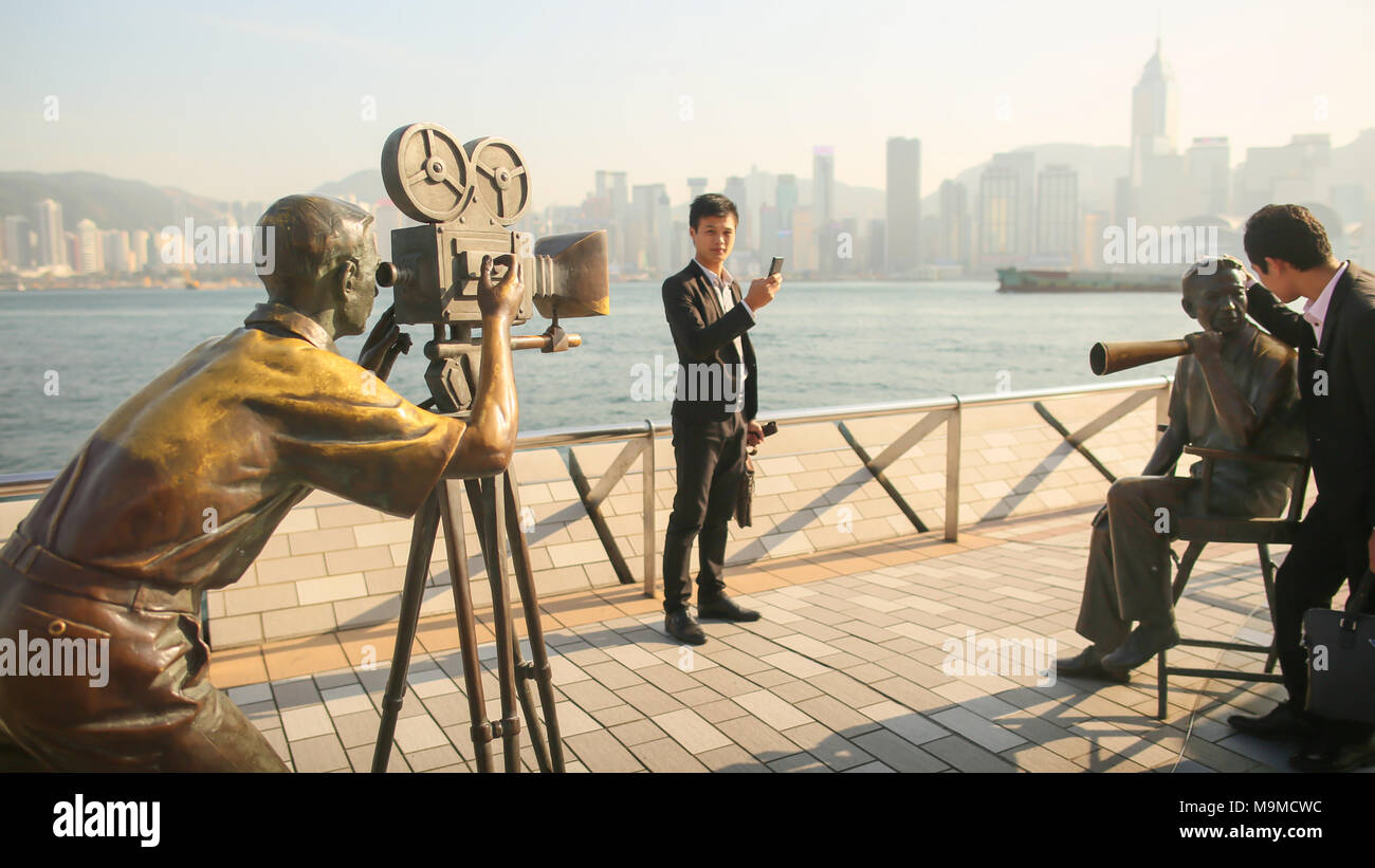 Hong Kong, China - January 1, 2016: Avenue of stars in Hong Kong on the ...