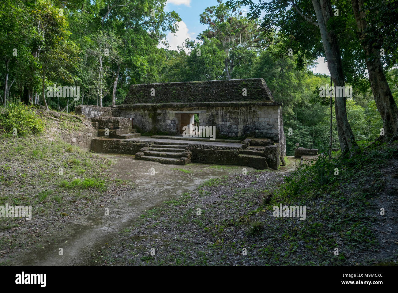 Ancient ruins from the Mayan archeological site in Yaxha, Guatemala ...