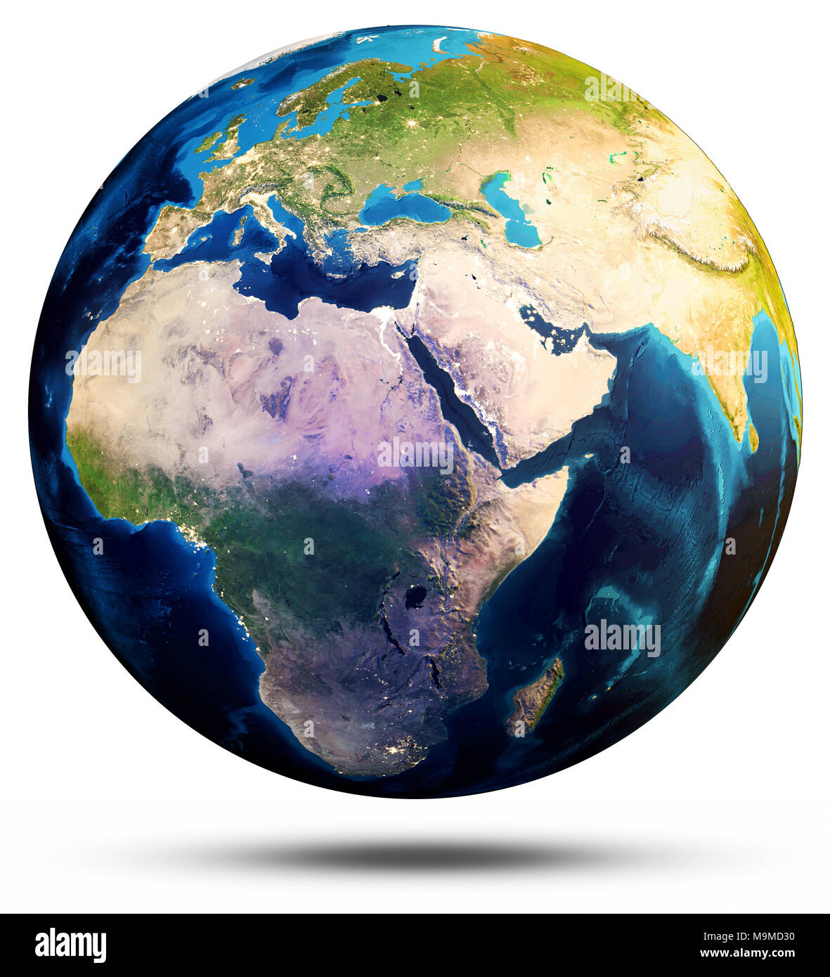 Planet Earth white isolated 3d rendering Stock Photo - Alamy