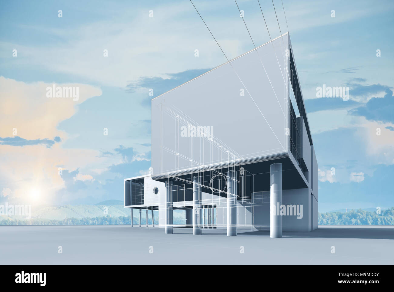 Building construction 3d rendering Stock Photo - Alamy