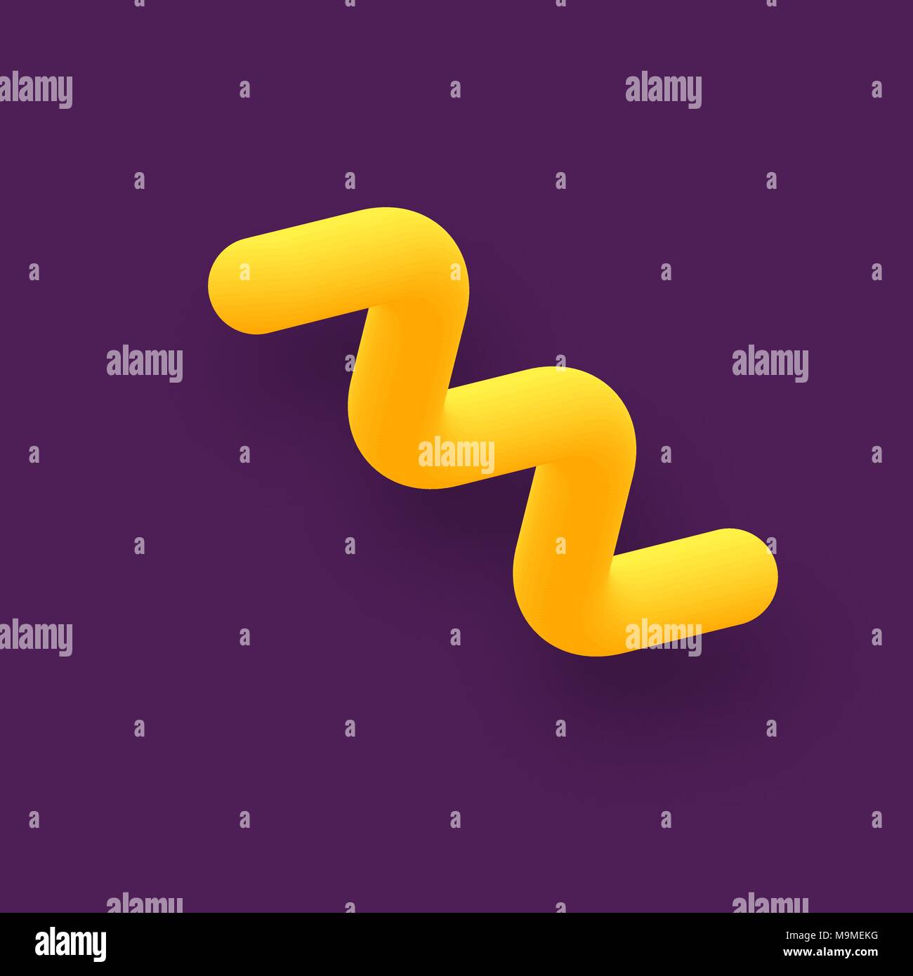 Abstract curved colorful 3d yellow line. Vector illustration Stock ...