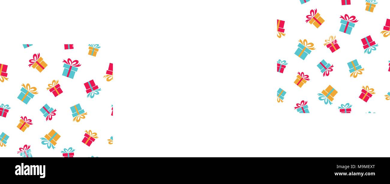 Seamless texture with colorful present boxes on white background Stock ...