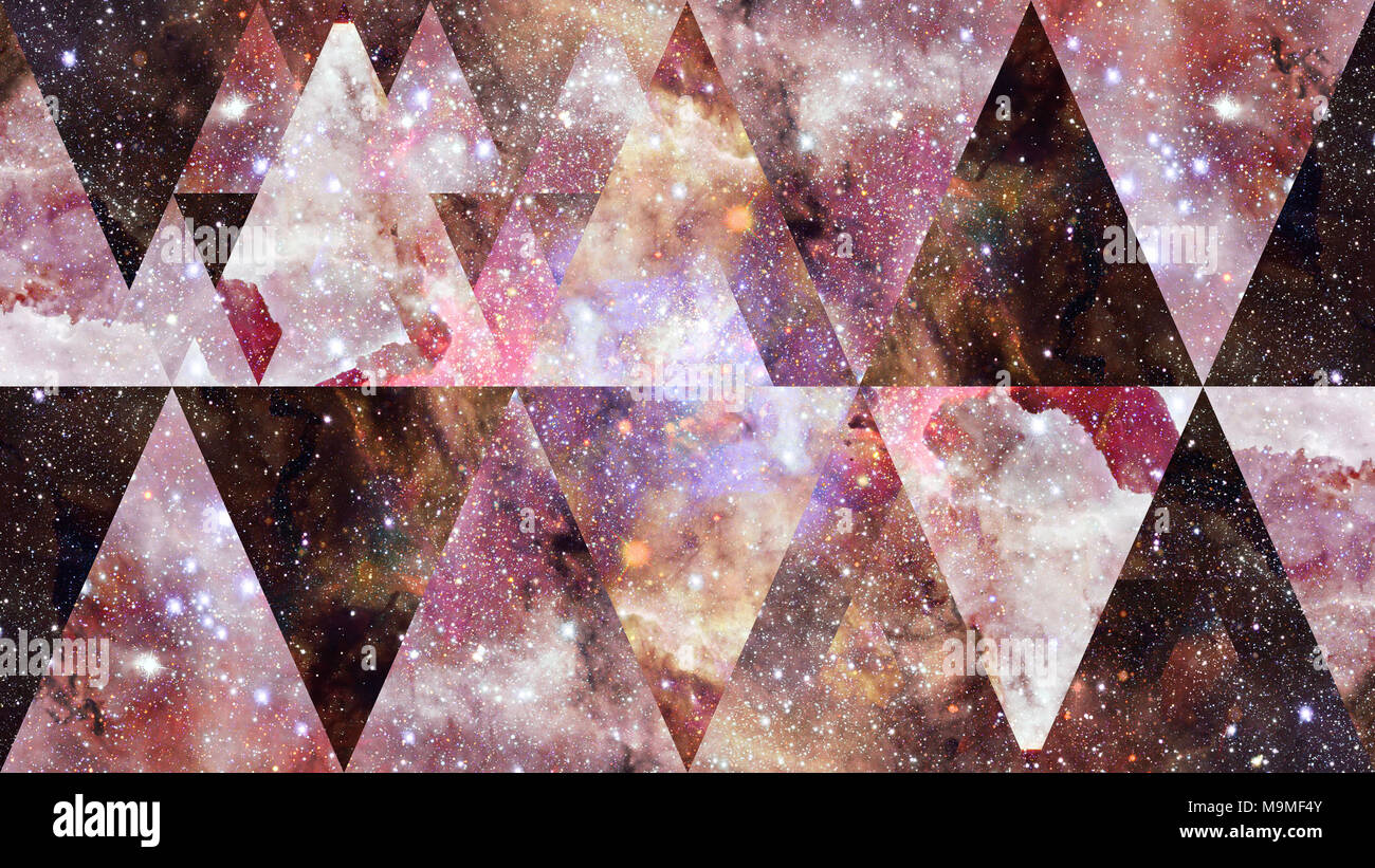 Universe, nebula, galaxy and the sacred geometry collage. Abstract ...