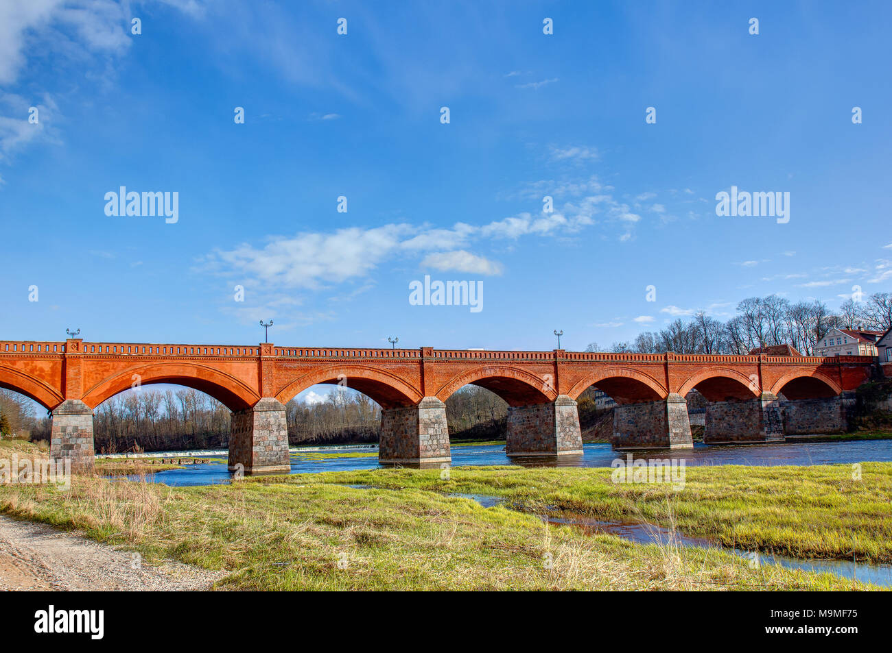 The old brick bridge across the Venta river was built in 1874 and is ...