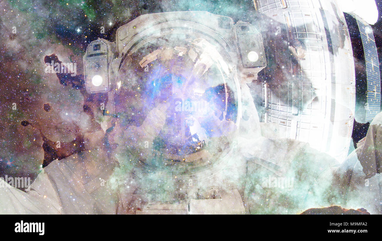 Astronaut in outer space. Science fiction art. Elements of this image ...