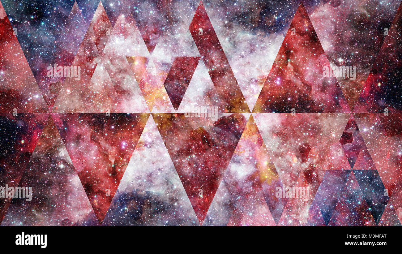 Universe, nebula, galaxy and the sacred geometry collage. Abstract ...