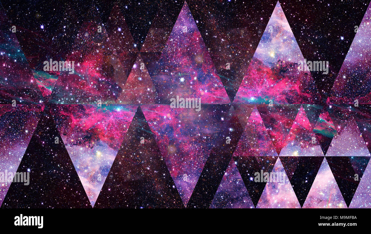 Universe, nebula, galaxy and the sacred geometry collage. Abstract ...