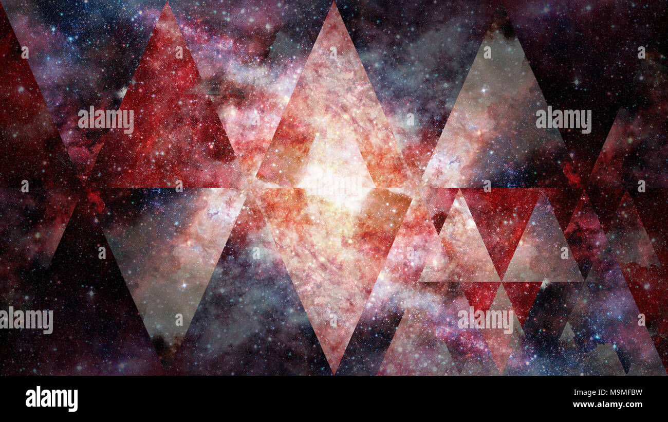 Universe, nebula, galaxy and the sacred geometry collage. Abstract ...