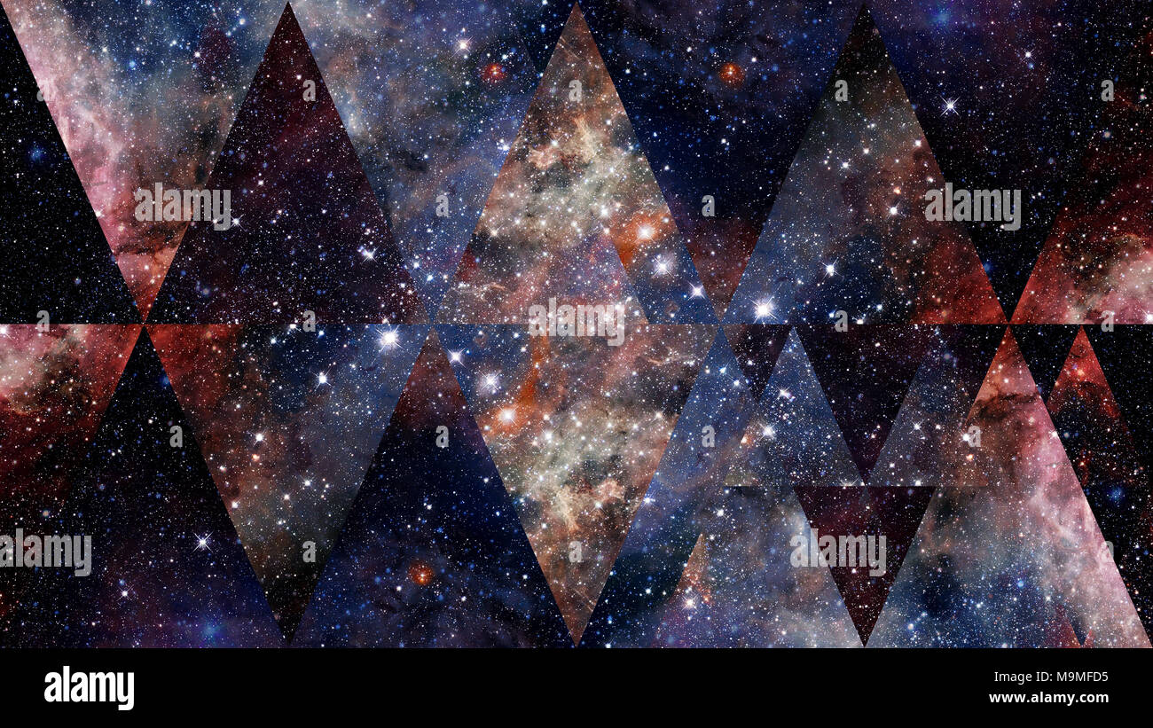 Universe, nebula, galaxy and the sacred geometry collage. Abstract ...