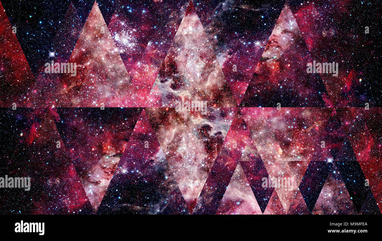 Universe, nebula, galaxy and the sacred geometry collage. Abstract ...