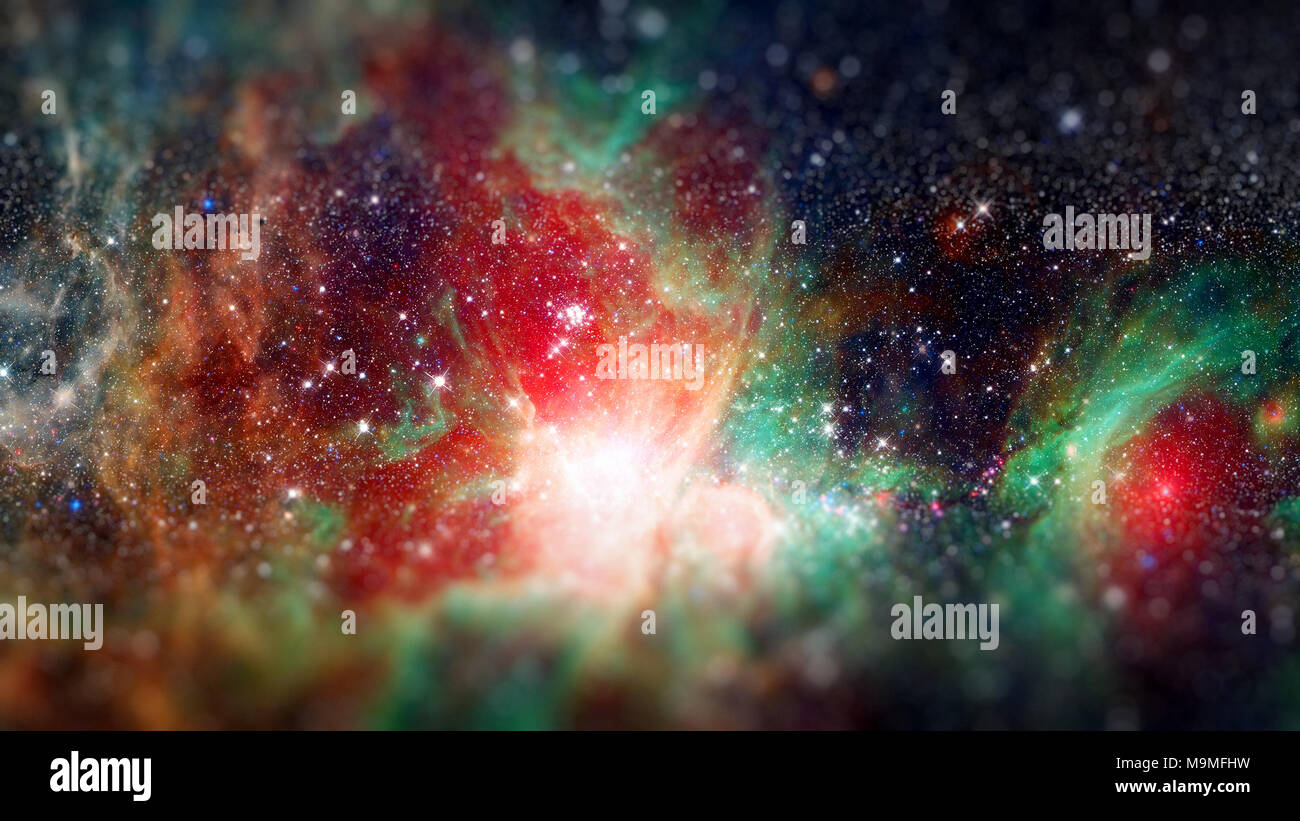 Stars, dust and gas nebula in a far galaxy. Science fiction art with ...